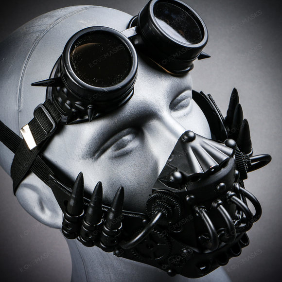 ILOVEMASKS | Accessories | Steampunk Skull Jaw Face Mask With Spikes ...